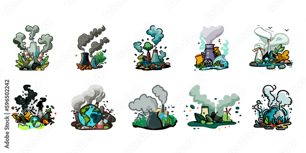 environment pollution vector set collection graphic clipart design ...