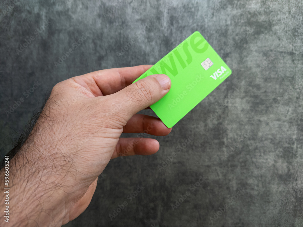 Ilheus Bahia , Brazil - 25 April 2023: Hand holding WISE (former ...