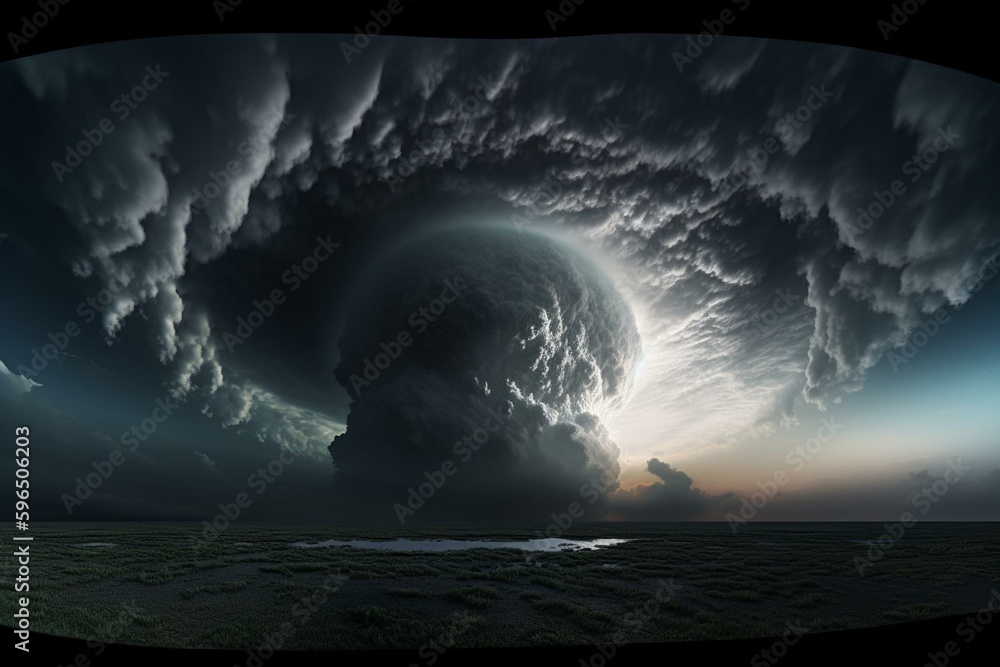 Dark sky, thunderstorm clouds, bright moon in 360-degree HDRI map ...