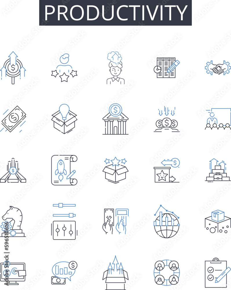 Productivity line icons collection. Leadership, Command, Executive, Authority, Power, Management ...