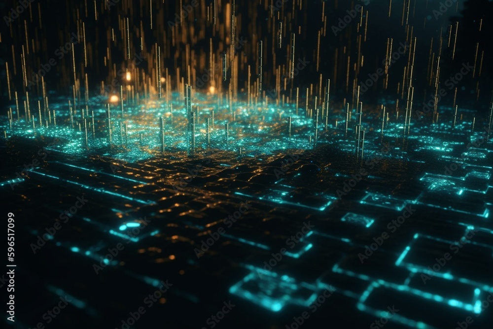 Animated abstract background of glowing matrix numbers changing and ...