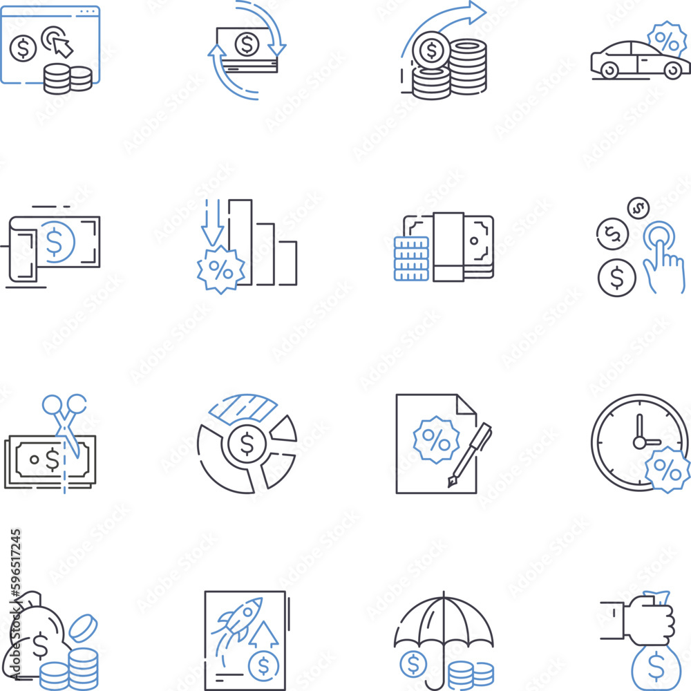 Profit pathway line icons collection. Revenue , Income , Sales ...