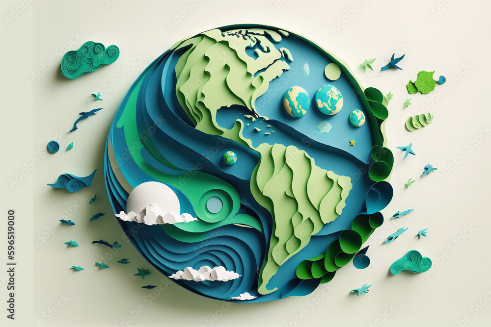 Paper Earth art, ecology, eco firendly, world water day, save ...
