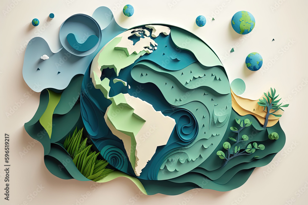Paper Earth art, ecology, eco firendly, world water day, save ...