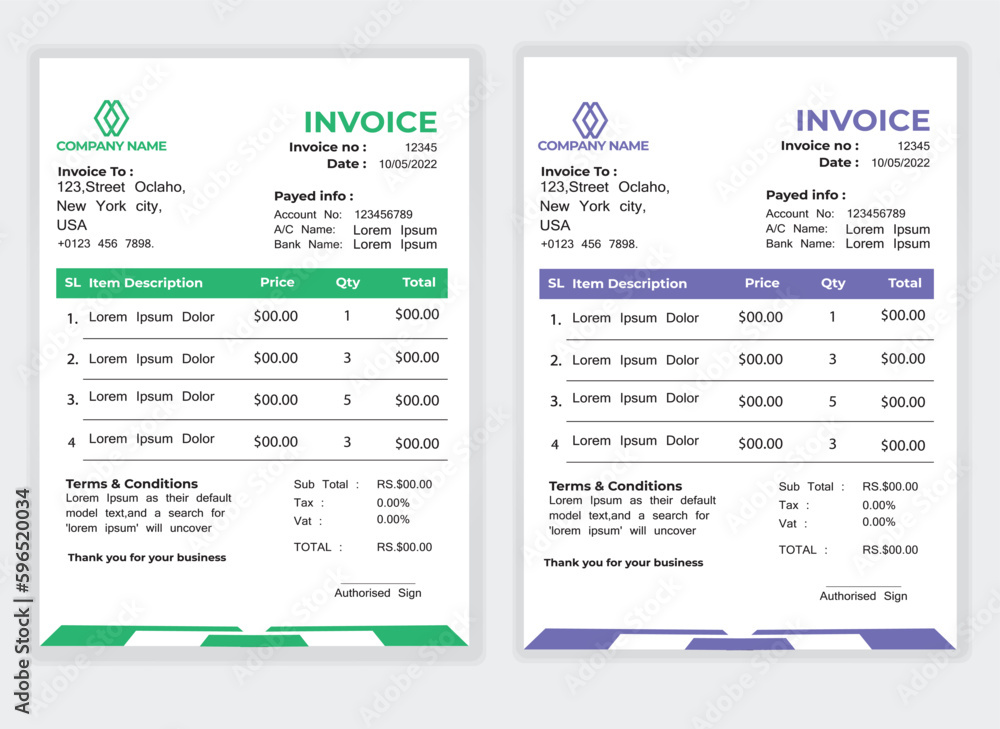 Vetor de Business Minimal Corporate Invoice design template vector ...