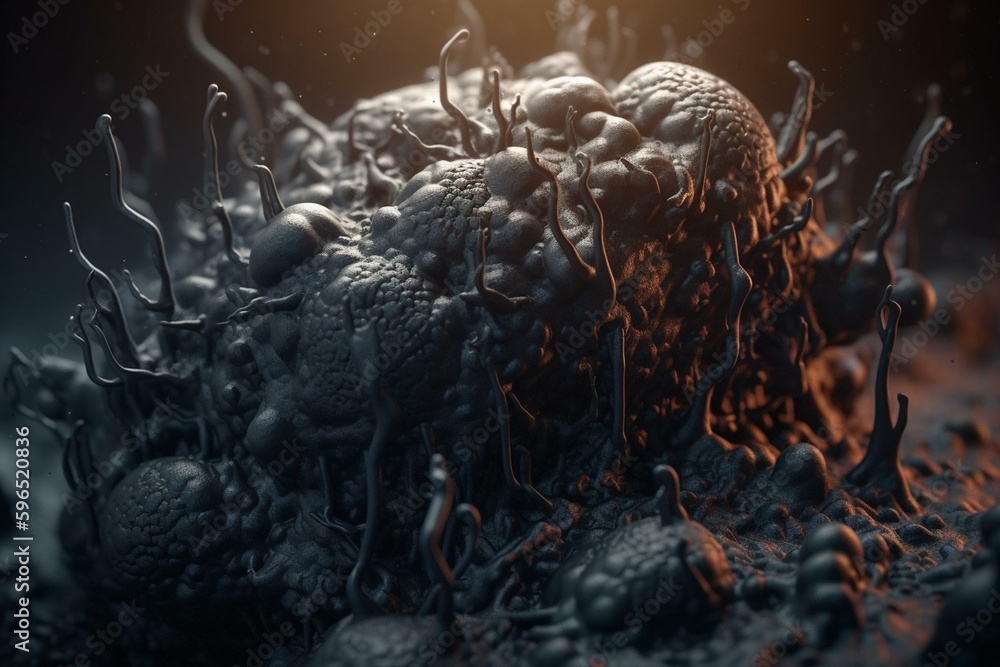3D render of black mucor mold, which can cause zygomycosis. Abstract ...
