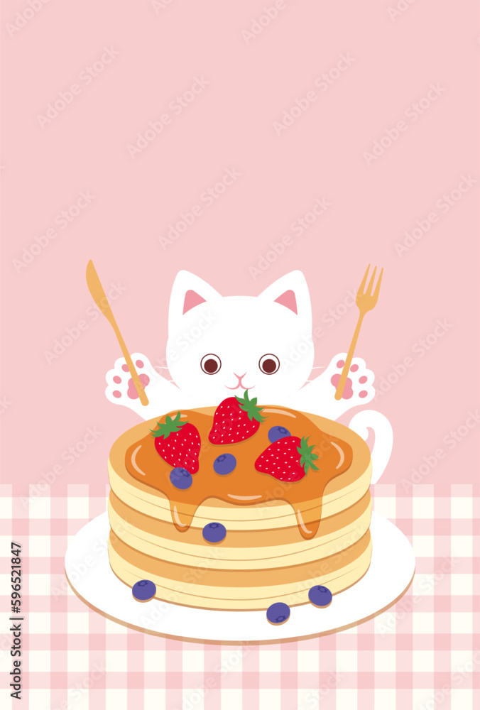 Cat Eating Pancakes