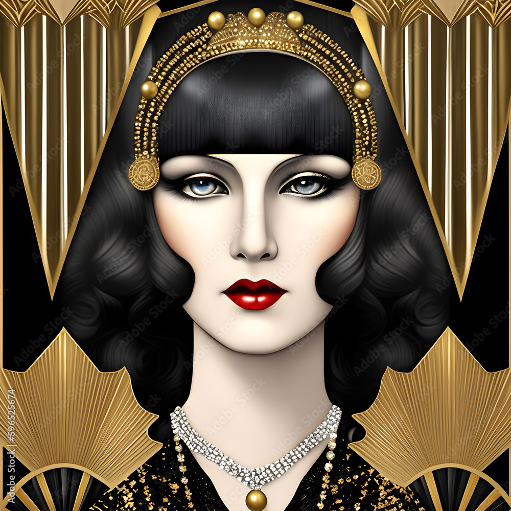 ai-generated illustration of a flapper woman from the 1920s Stock ...