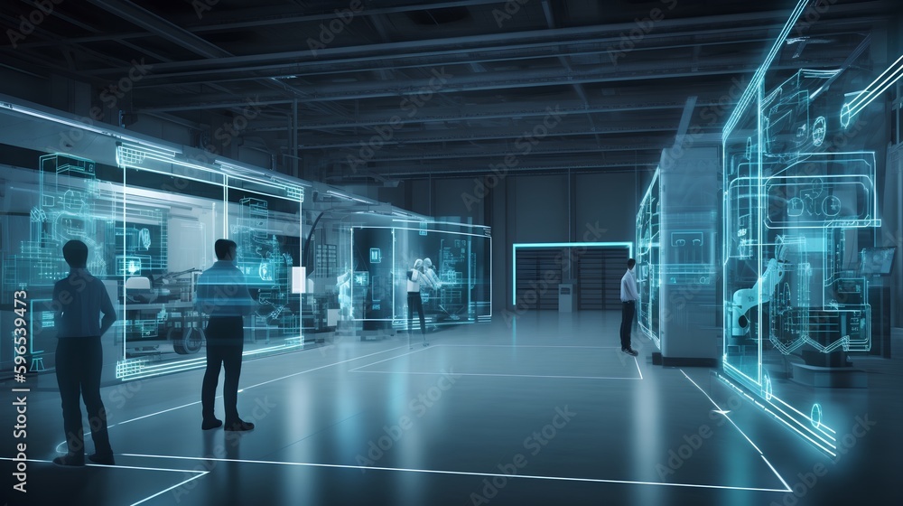 Industry 4 0 Smart Factory Interior Showcases Advanced Automation Machinery And Robotics In A