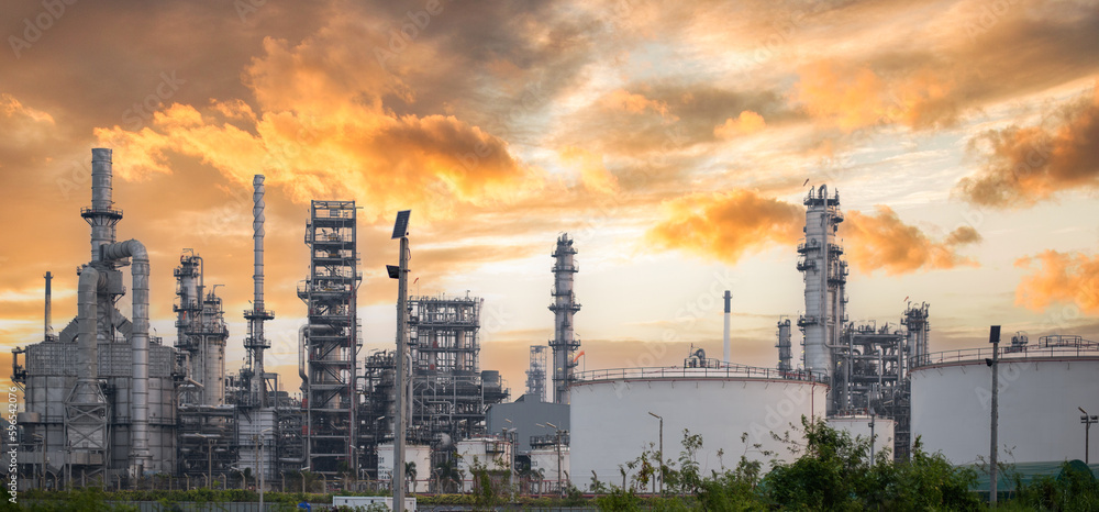 Petrochemical refinery with sunsetOil and Gas Industry - Refinery ...