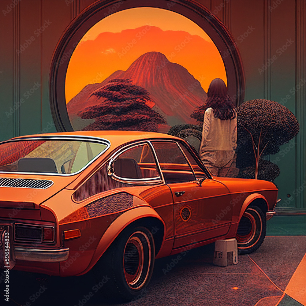 Vintage 70s Retro Futurism Surrealist Scenes • Generative AI Stock ...