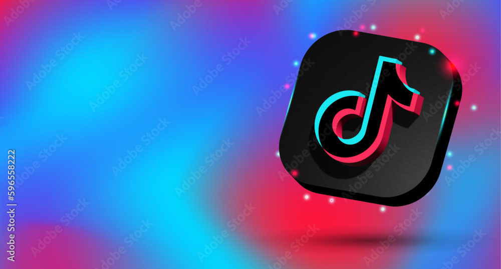 Tiktok background for follow me, Colorful tiktok 3d logo banner Stock ...