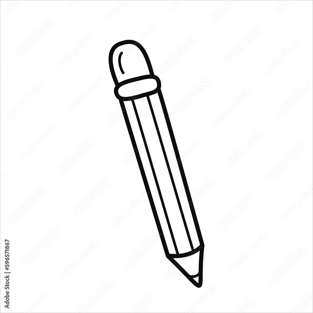 Vector black line illustration of a pencil. Stock Vector | Adobe Stock