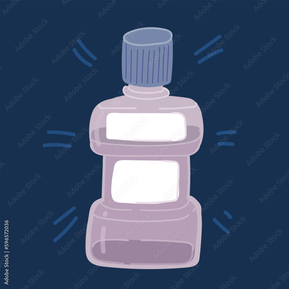 Cartoon vector illustration of Mouthwash plastic bottle. Mint liquid ...