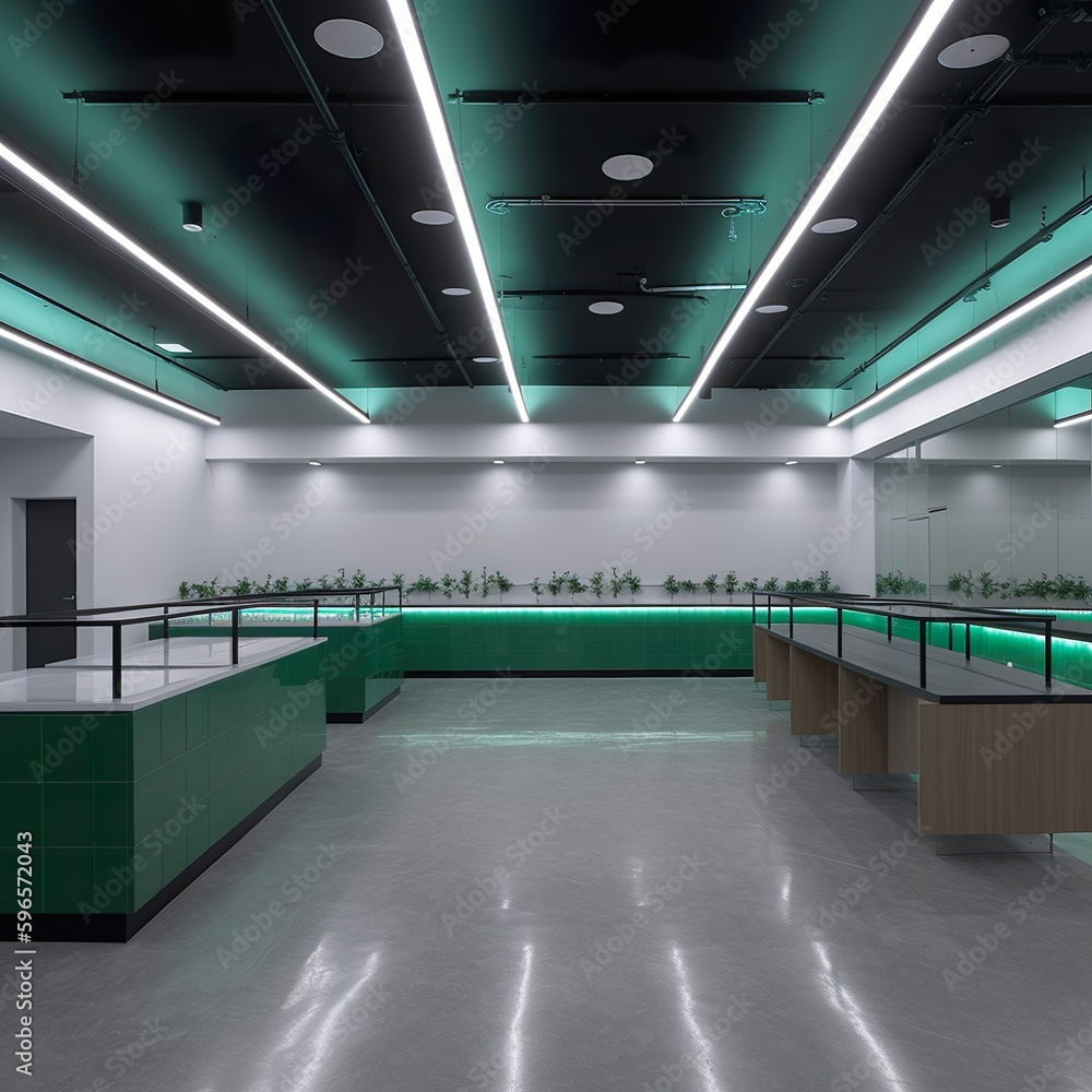 Large Open Floor Plan Marijuana Dispensary With Tall Ceilings and Great ...