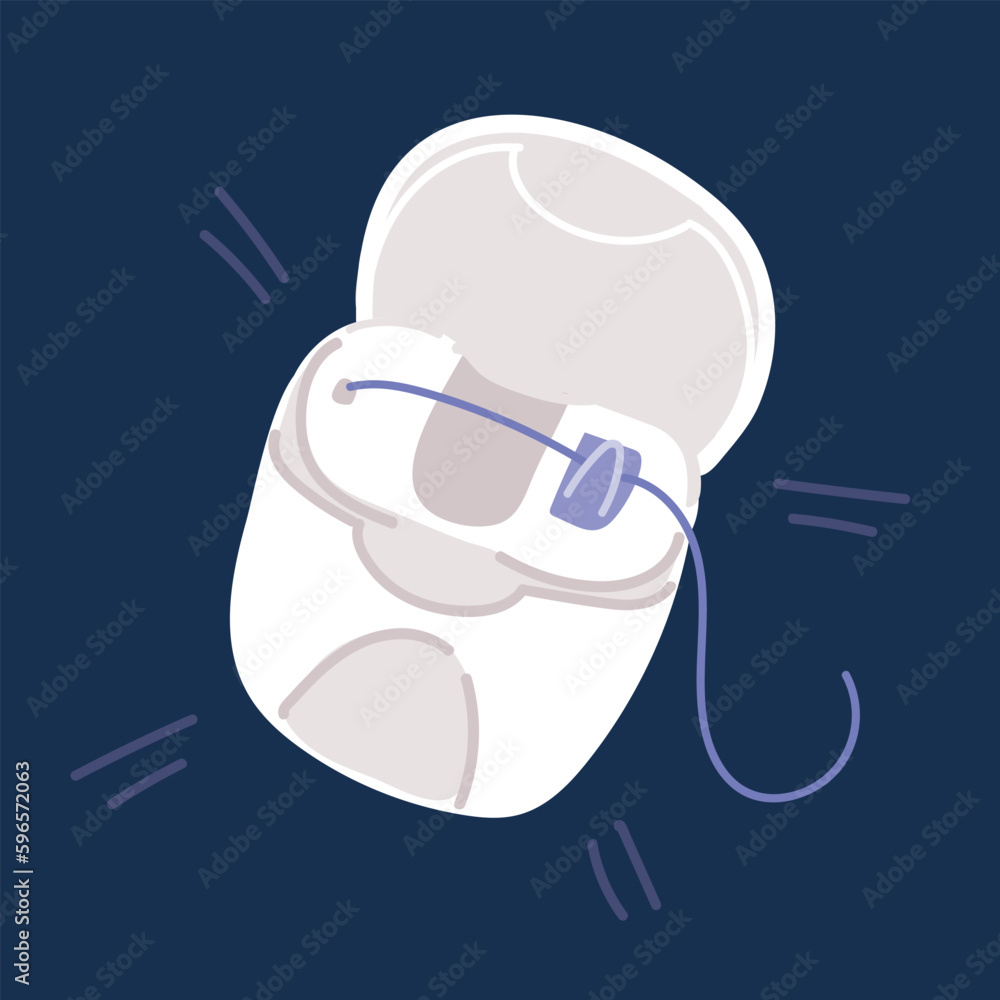 Cartoon vector illustration of Realistic dental floss template. Closed ...