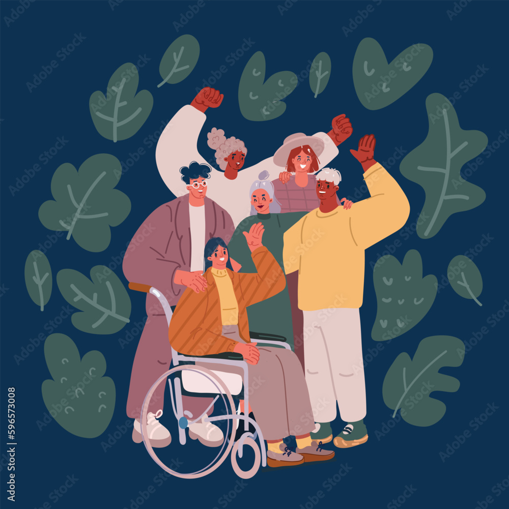 Vetor de Cartoon vector illustration of The diverse group of people ...