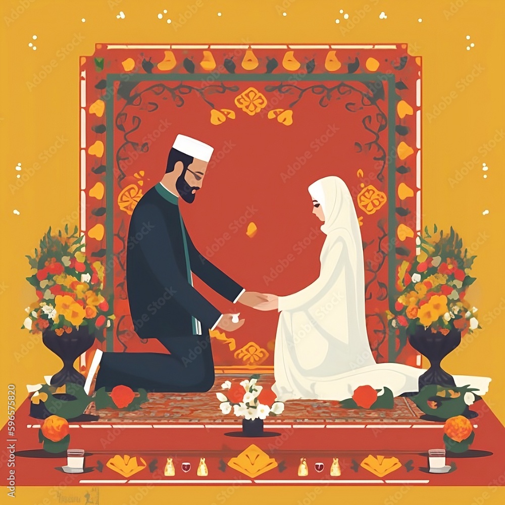 Islamic Marriage, Ceremony, Nikah, Nikkah, Stock Illustration | Adobe Stock