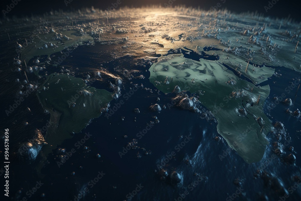 Map of global flooding. Generative AI Stock Illustration | Adobe Stock