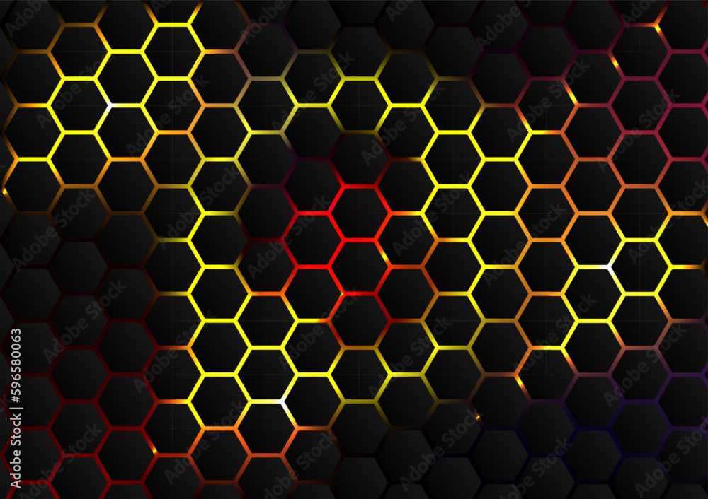 Red and yellow beehive background. Honeycomb, bees hive cells pattern ...