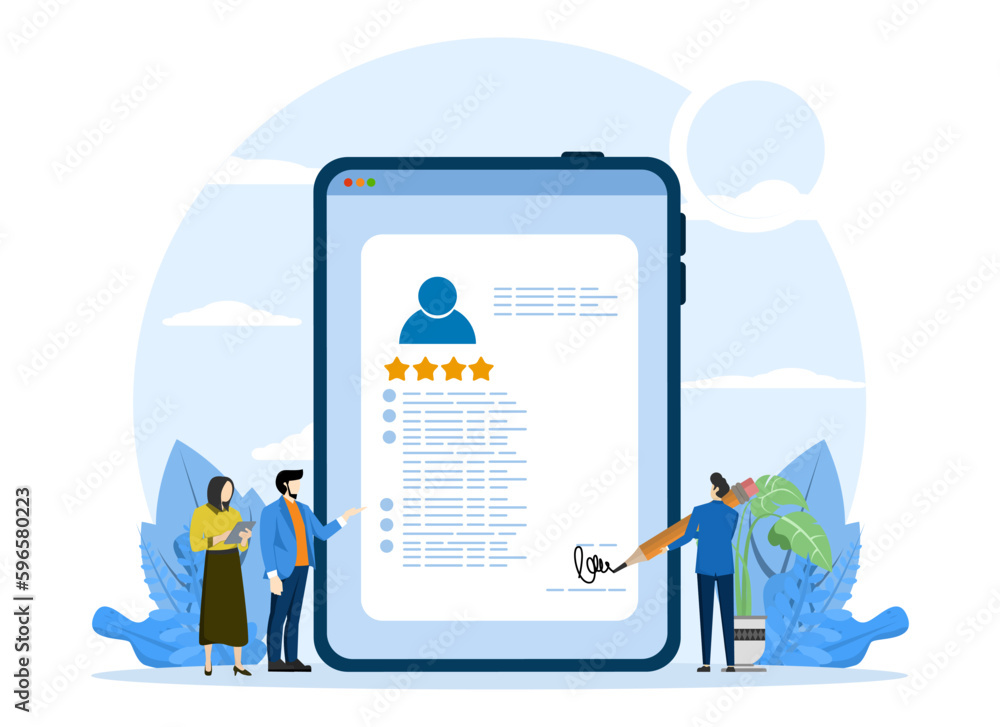 job application form. people choose a resume for a job. medical opinion ...