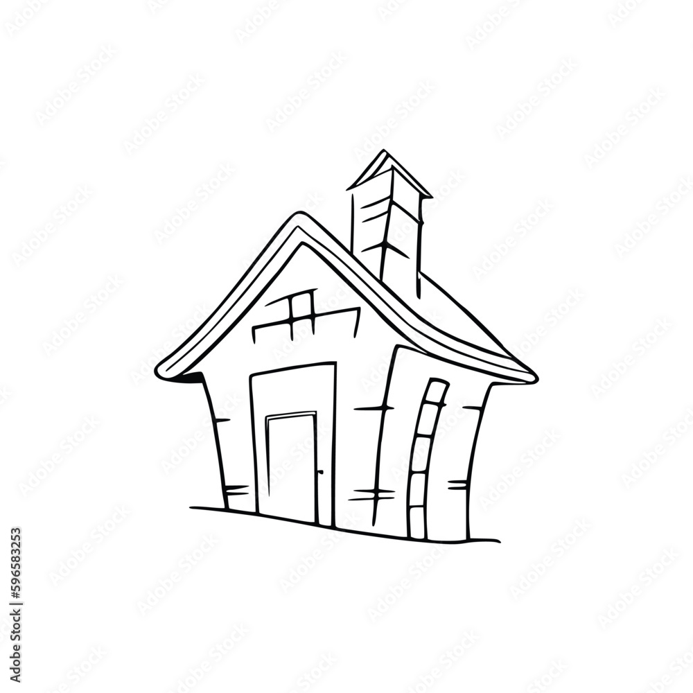 Nice Simple House coloring book, Line art house, Outline house, House ...