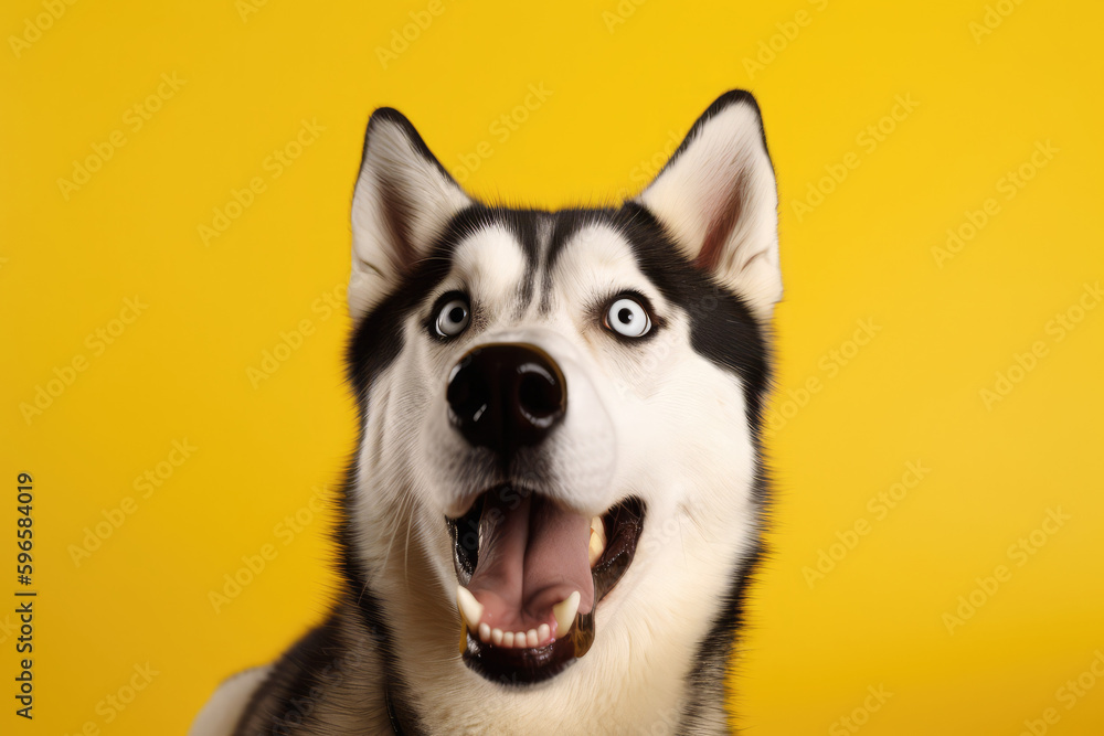 Emotions in dogs as represented by a cartoonish bi eyed husky licking ...