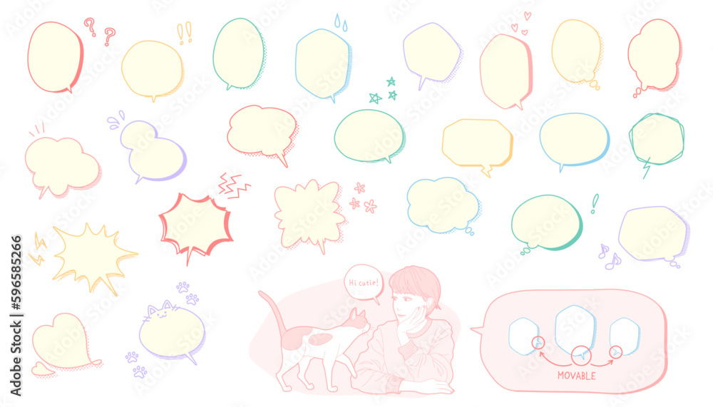 Set of colorful comic speech bubbles in hand drawn and pop art style ...