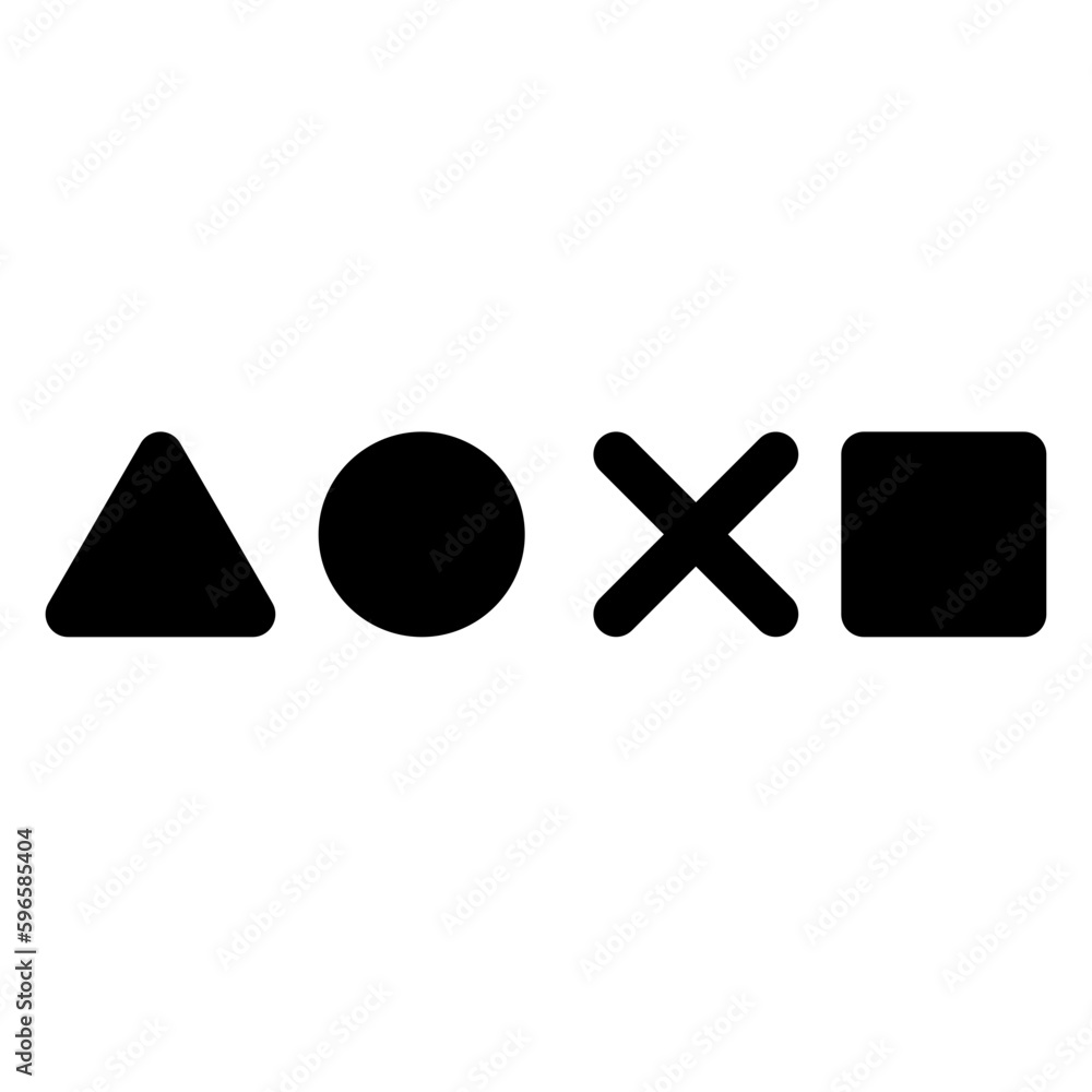 Cross triangle square circle design logo console game symbols icons on ...