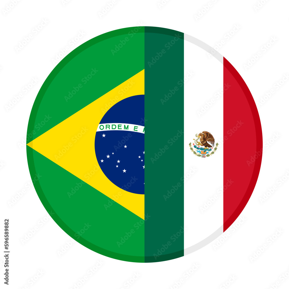 round icon of brazilian and mexican flags. vector illustration isolated ...