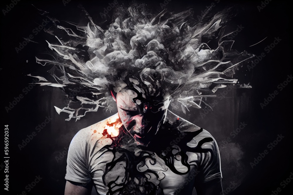 person with mental disorder creating artwork, expressing their inner ...