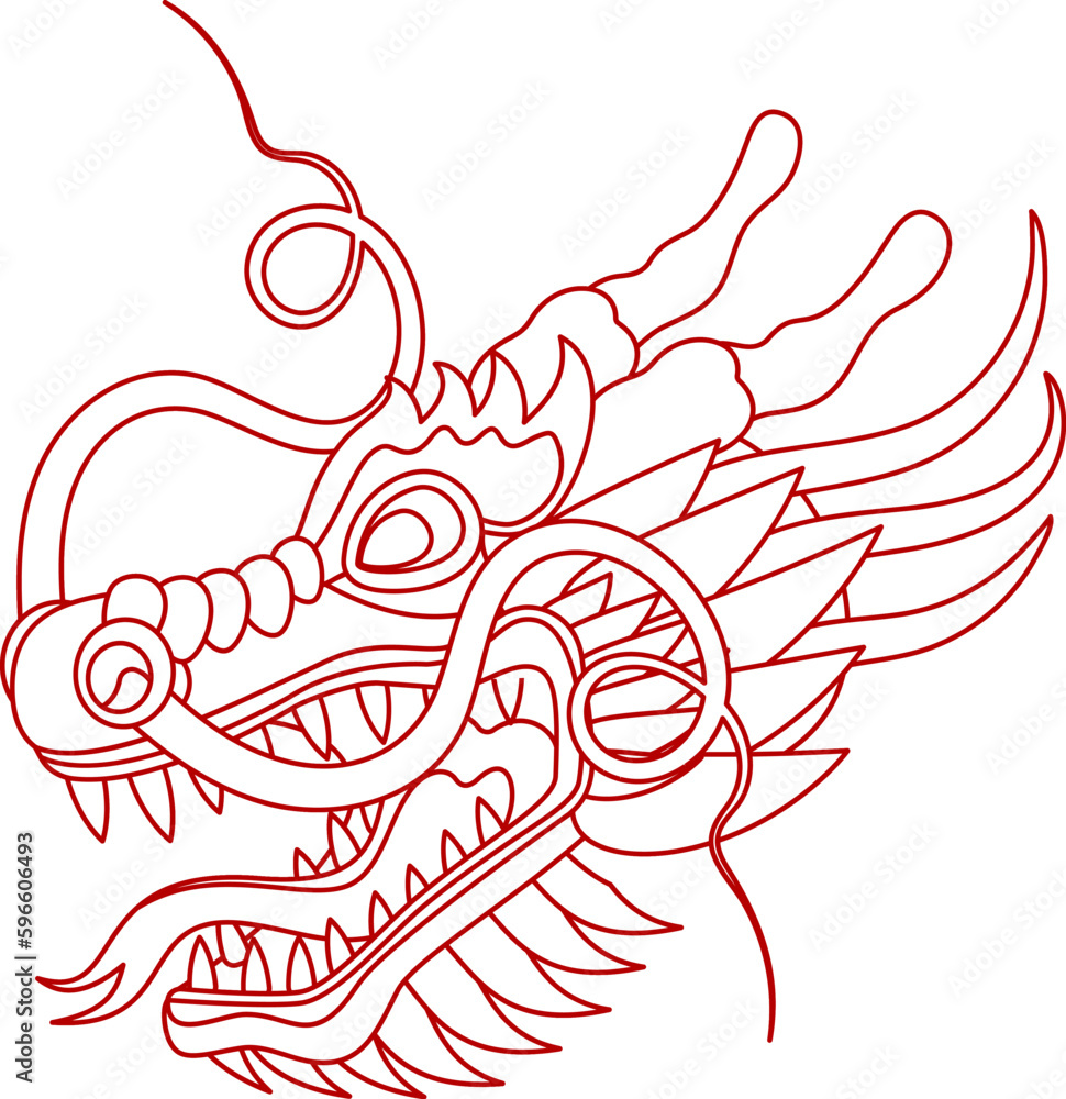 Japanese Dragon Head Outline