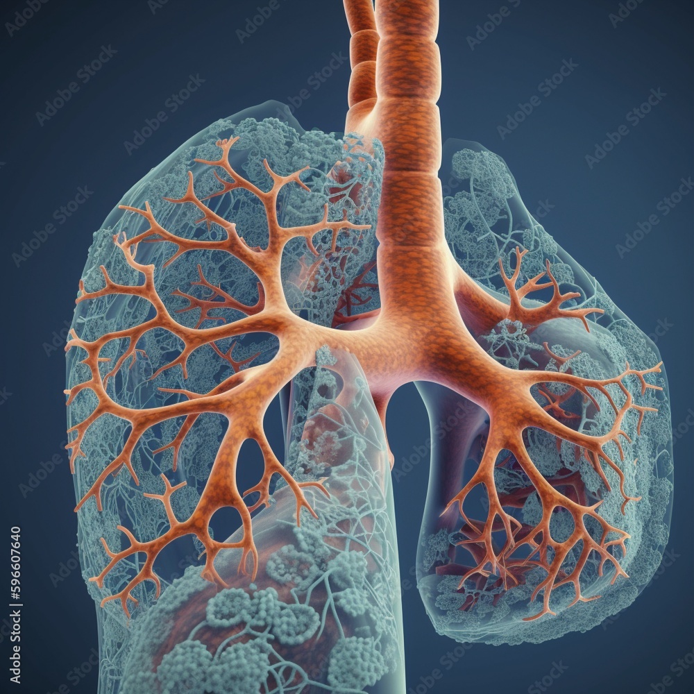 Cartoon lung with alveoli and bronchioles Stock Illustration | Adobe Stock