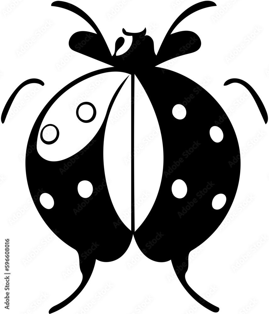 Ladybird logo design in black and white, vector illustration ...
