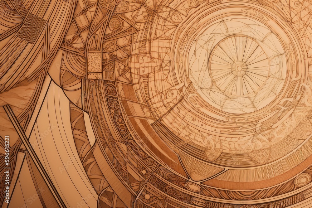 geometric line art of modern building complex, with clear lines and ...