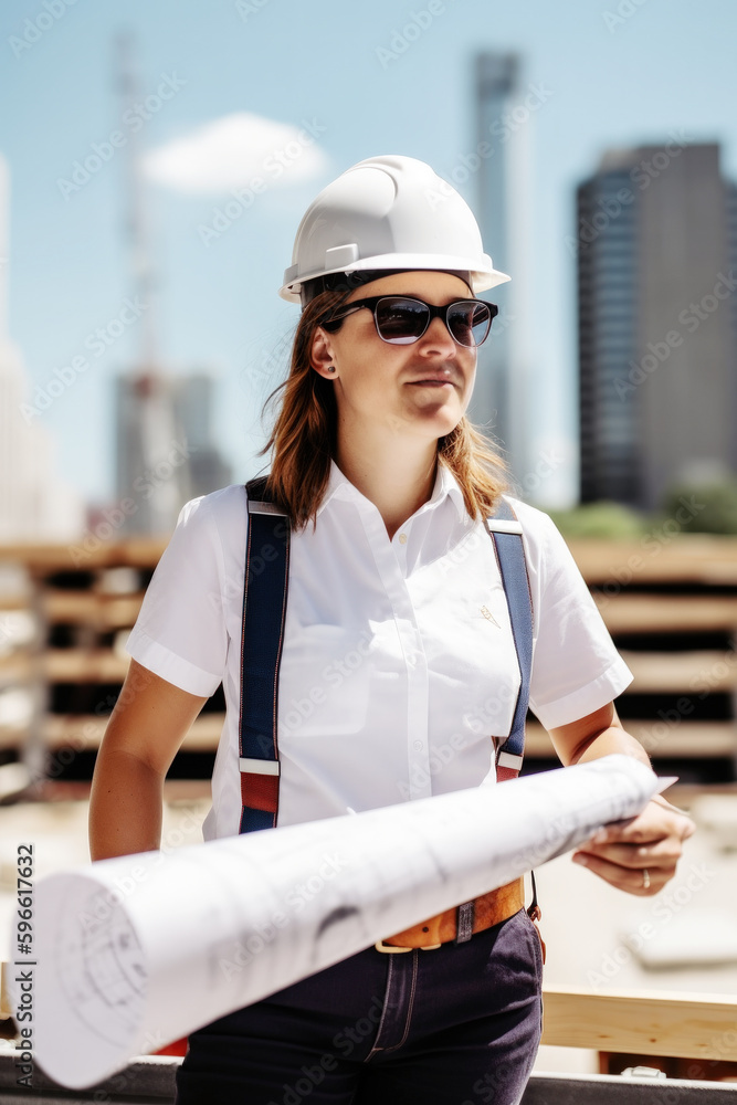 On a sunny day, a 32-year-old civil engineer/architect, clad in a white ...