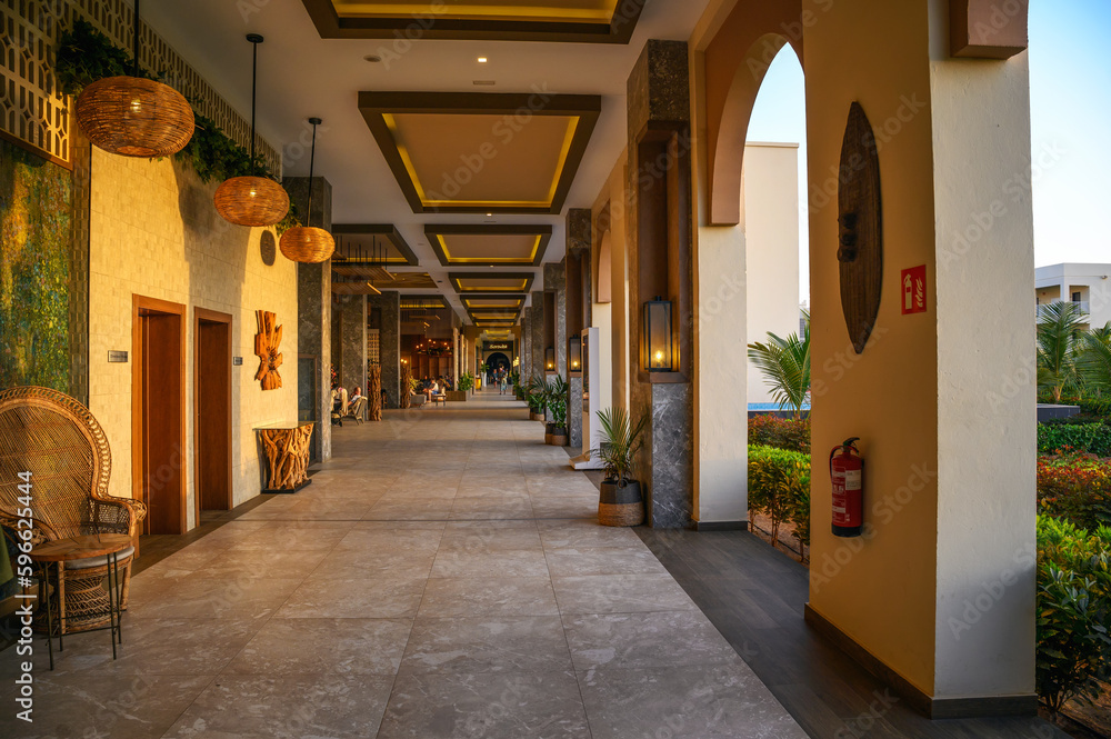 Ponto, Senegal - March 02, 2023 : Interior of the luxury lobby in Hotel ...