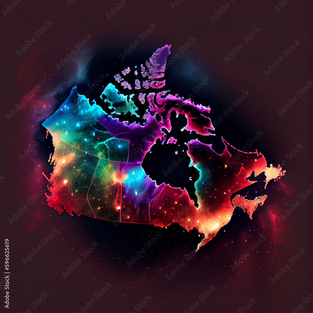 Ilustracja Stock: Map of Canada | Map of Canada as a nebula ...