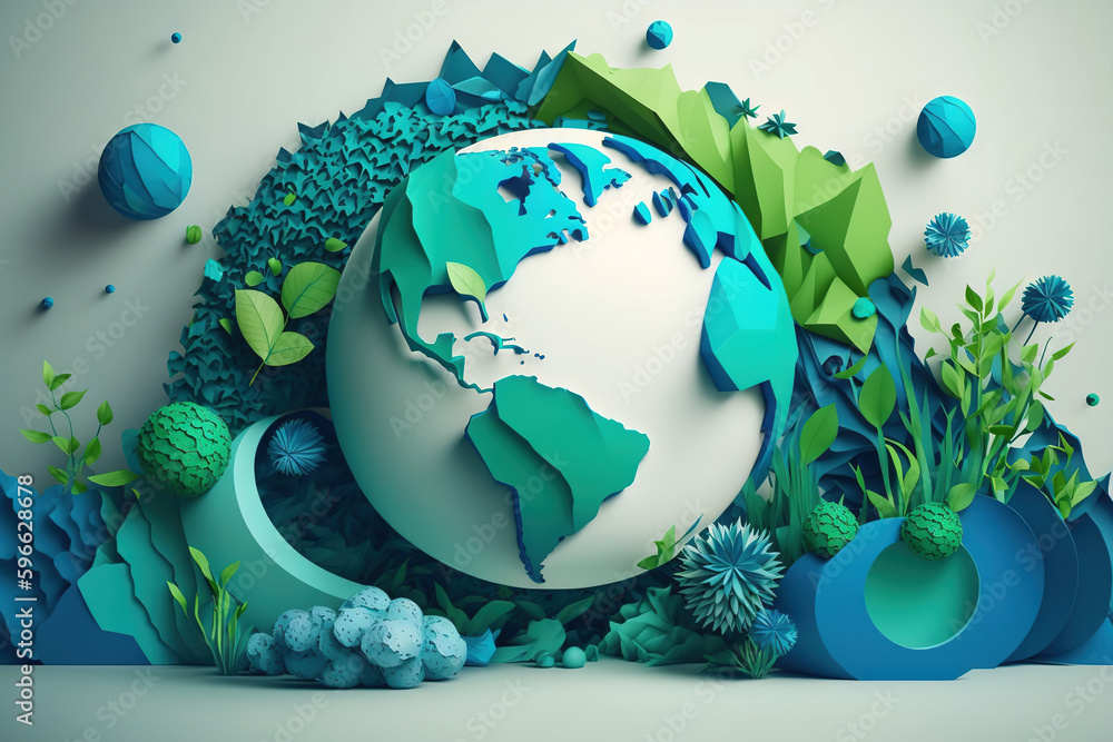 Paper Earth art, ecology, eco firendly, world water day, save ...