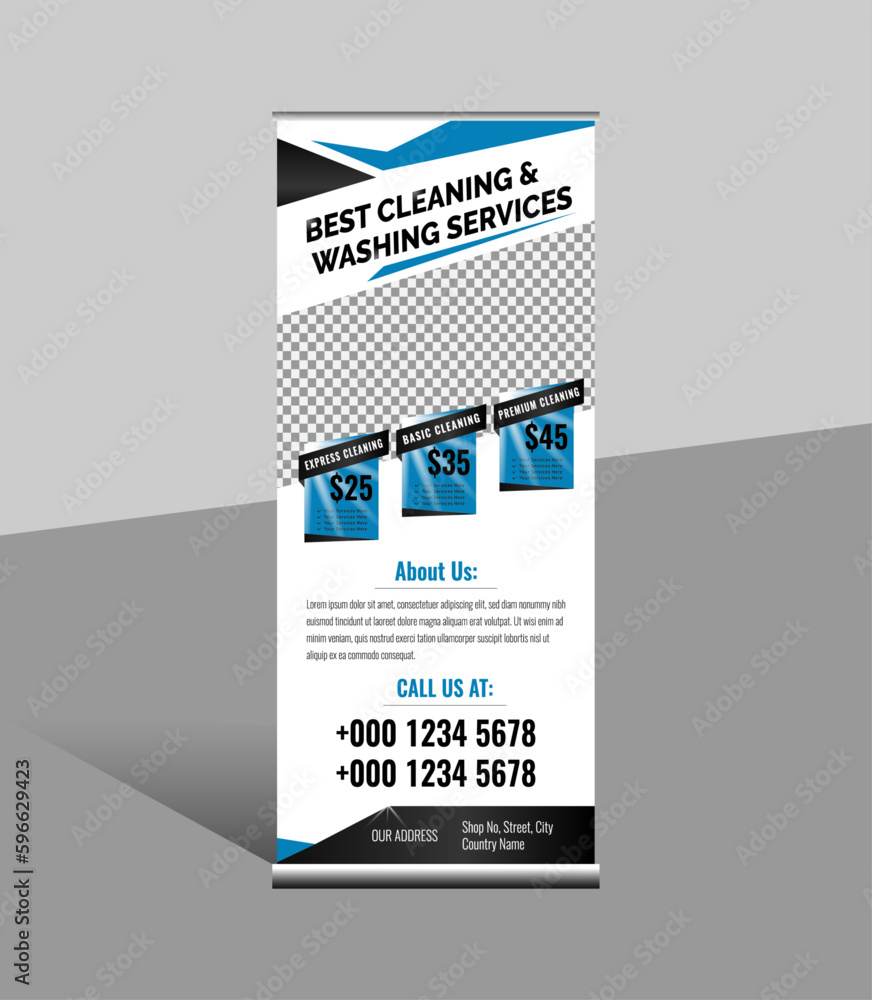 Car wash Roll Design, Carwash and Cleaning service Rollup poster ...