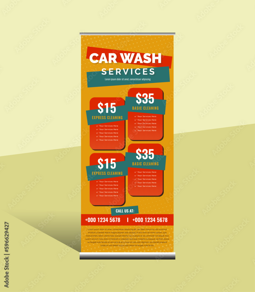 Car wash Roll Design, Carwash and Cleaning service Rollup poster ...