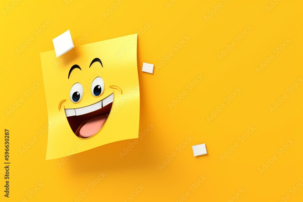 Cartoon banner with friendly sticky note and empty space for copy on a ...