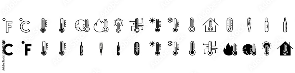 Thermometer icon vector set. temperature illustration sign collection ...