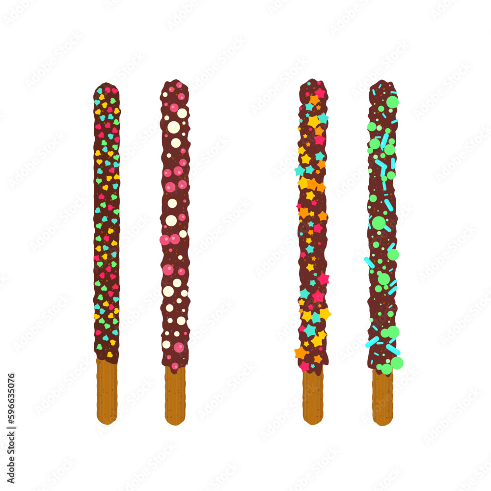 Assorted chocolate chip cookie sticks dipped in sprinkles. Decorated ...