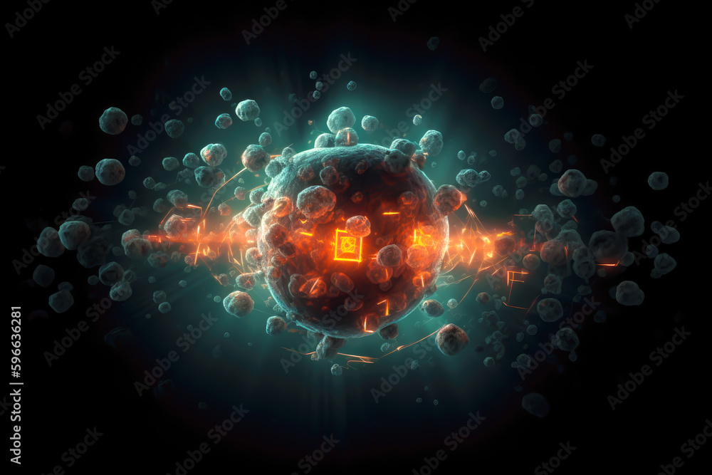 illustration of antimatter, matter versus antimatter, atomic and ...