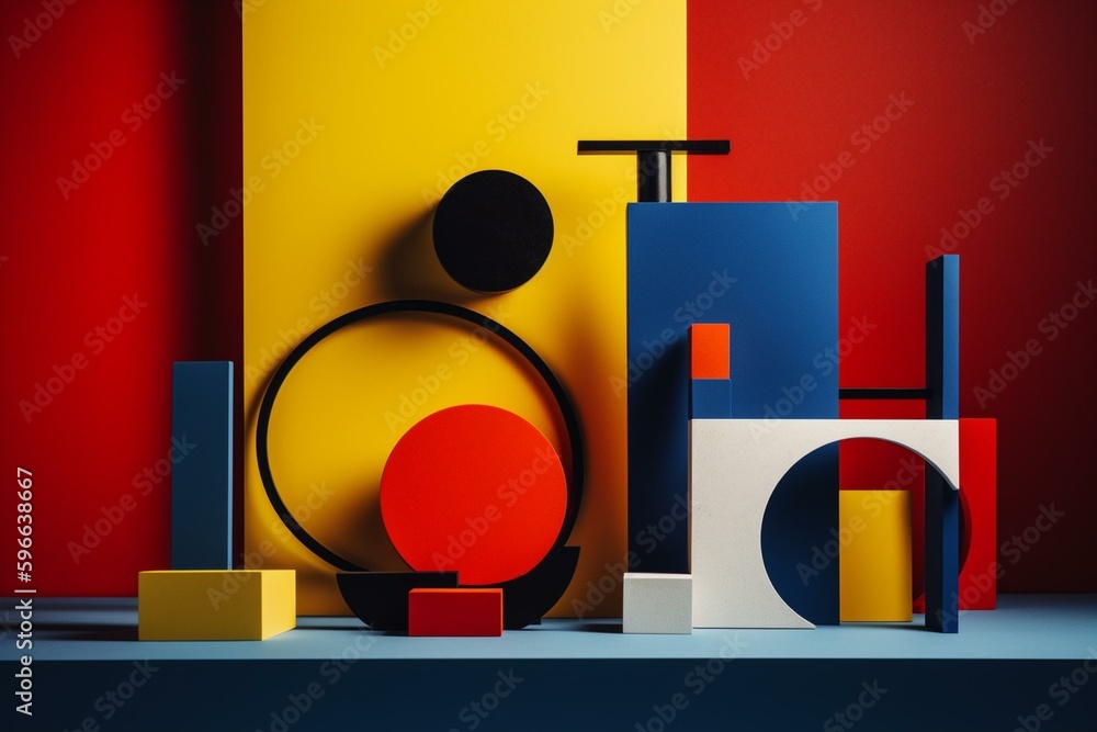 Modern abstract with balanced forms and primary colors, inspired by ...