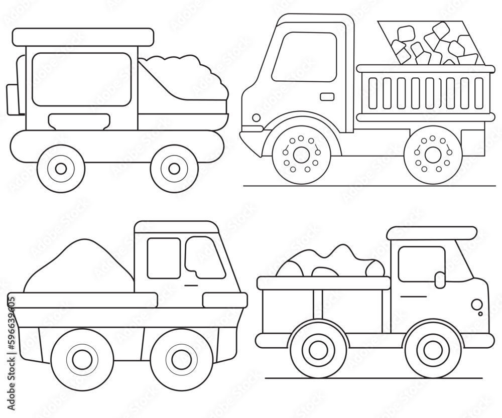 Transportation Coloring Pages for Kids Stock Vector | Adobe Stock