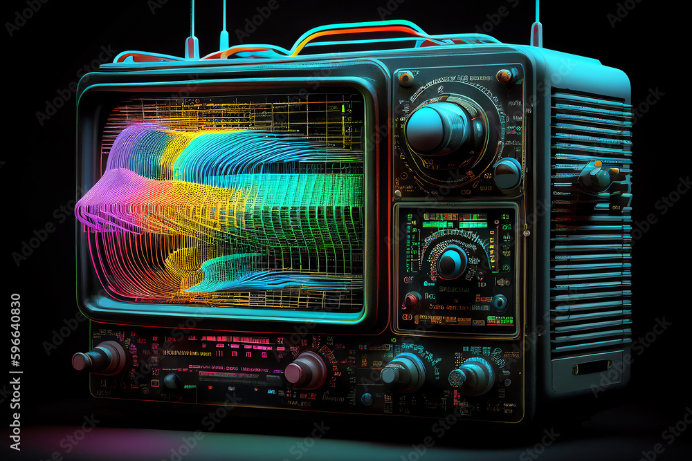 Audio radio soundwave scope signal as an abstract background depicting ...