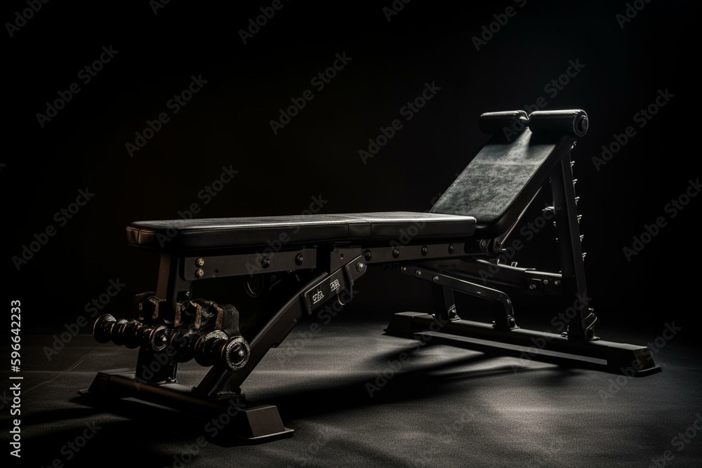 Isolated gym equipment with adjustable weight bench and transparent ...