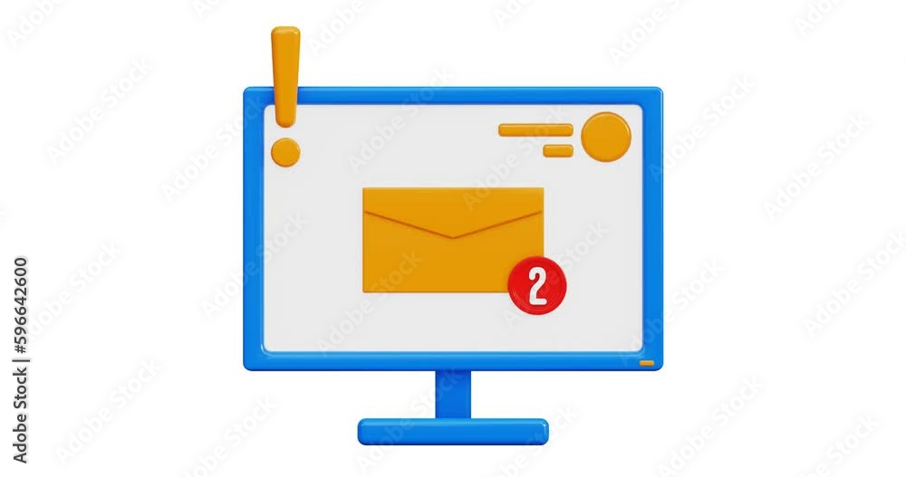 3D icon. Computer icon for sending letters. Notification of new ...